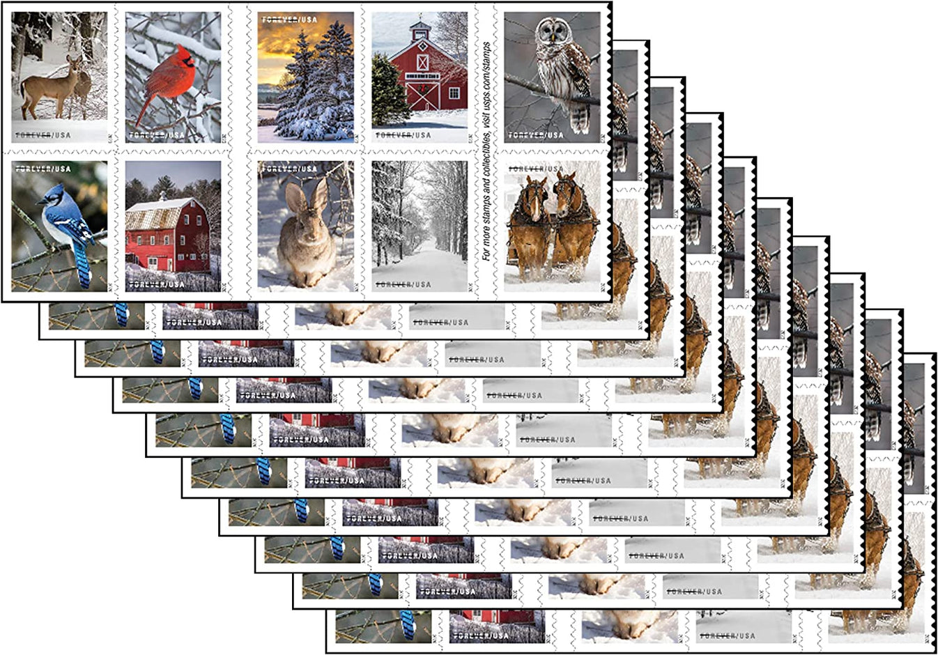 USPS Winter Scenes Forever Postage Stamps – The Cheap Stamps