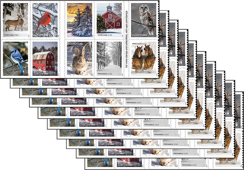 USPS Winter Scenes Forever Postage Stamps – The Cheap Stamps