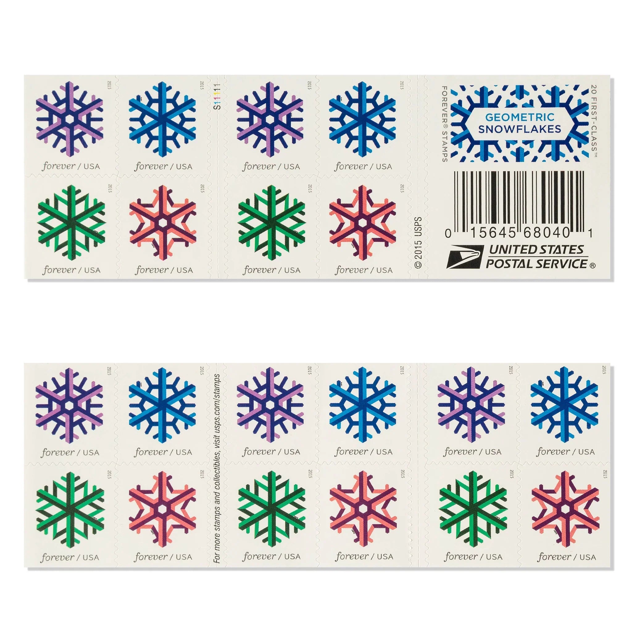 USPS Geometric Snowflakes Forever Postage Stamps – The Cheap Stamps