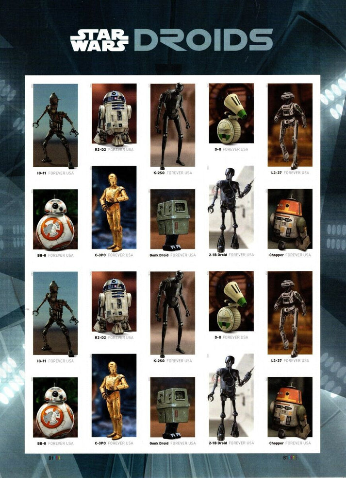 USPS Star Wars Droids Forever First Class Postage Stamps - Iconic ...